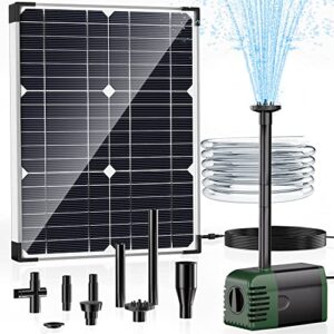 poposoap solar water pump fountain,20w solar fountain pump 320gph solar powered water pump with adjustable flow, pvc tubing and 16.4ft cord length for garden, ponds, waterfall, fish pond