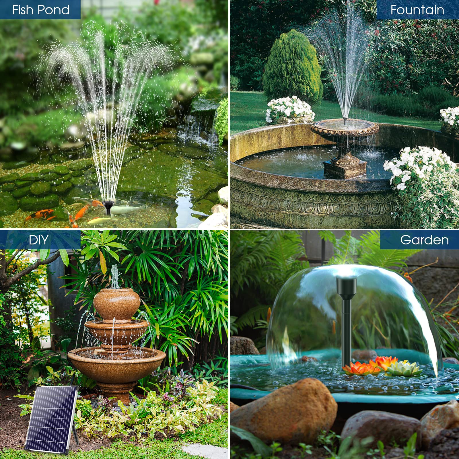 Antfraer Solar Water Pump Outdoor, 12 Watt Solar Fountain Pump Kit, 160GPH+ Submersible Solar Water Fountain Flow Adjustable with PVC Tubing for Pond Garden Waterfall Bird Bath Hydroponics