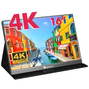 4k portable monitor, magicraven 16" 3840*2400 ips laptop monitor, 1500:1, 400 nits screen usb c hdmi computer gaming display with speakers & smart cover, travel monitor for pc phone ps5/4 xbox switch