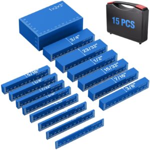 neitra setup blocks woodworking - 15 pcs aluminum height gauge blocks set - woodworking measuring tools precision setup bars for router table saw, blue