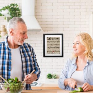 50 Years Anniversary Gift for Parents Grandparents, 50th Wedding Anniversary Burlap Print for Mom Dad, Golden 50 Years of Marriage Gifts for Grandpa, Grandma - Happy 50th Anniversary Decoration