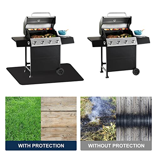 Joysup Under Grill Mat 44×25 Inch for Outdoor Grill, Fireproof Pad for Fire Pit, Flat Top, Smokers, Gas Grills and Fireplace ，Waterproof Fireproof BBQ Protective Mat for Decks、Patios and Wooden Floor