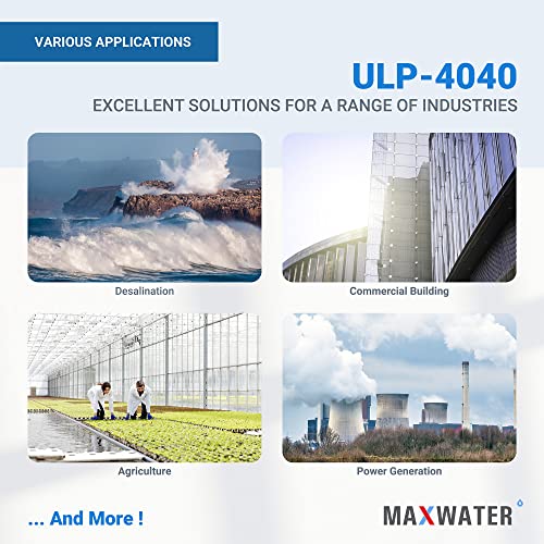 Max Water Reverse Osmosis Ultra Low Pressure 4040 Commercial RO Membrane (ULP-4040:2600GPD), 4" x 40" Good for Industrial, Pharma, Boiler, Food Applications, Agricultural, Whole House (Pack of 12)