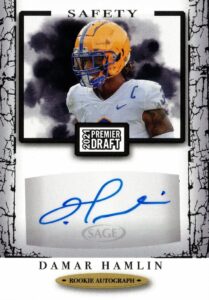 2021 sage premier draft football #a153 damar hamlin certified autograph pre-rookie card