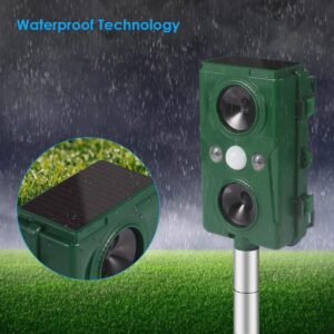 Ultrasonic Cat Deterrent, 6 Modes Solar Powered Deterrent Device with Motion Sensor and Flashing Light, Outdoor Waterproof Device Garden, Farm, Yard, Dogs, Cats, Birds and More