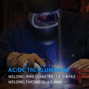 HITBOX 200A TIG Welder,AC/DC TIG Welder With Pulse 4 IN 1 Welding Machine,Aluminum TIG Welder 220V with DC TIG/AC TIG/Pulse TIG/Stick and IGBT 2T/4T LED Digital Display,Compatible with Foot Pedal