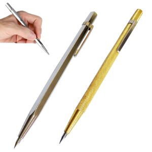 ceramic tile cutter pen, metal plate glass marking pen, scribe tool, engraved pen for tile/glass/wood/ceramics/metal/gold/welding (gold+silver 2pcs)