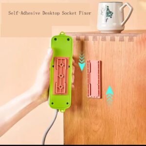 Self-Adhesive Desktop Socket Fixer, 2023 New Self Adhesive Power Strip Holder, Desktop mountable Plug-in Socket Fixer Bracket Stand, Cable Management Punch Free Surge Protector (D*4PCS)