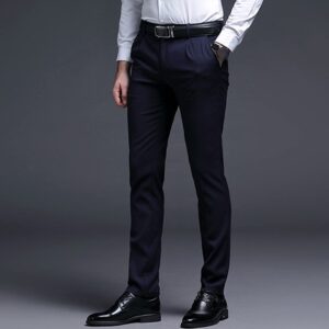 Men's Stylish Slim Fit Pant Classic Straight Leg Casual Suit Pant Lightweight Business Wrinkle Resistant Trouser (Blue,31)