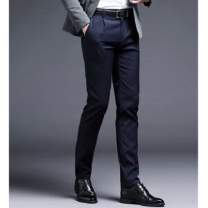 Men's Stylish Slim Fit Pant Classic Straight Leg Casual Suit Pant Lightweight Business Wrinkle Resistant Trouser (Blue,31)