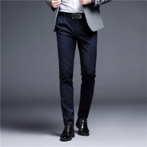 Men's Stylish Slim Fit Pant Classic Straight Leg Casual Suit Pant Lightweight Business Wrinkle Resistant Trouser (Blue,31)