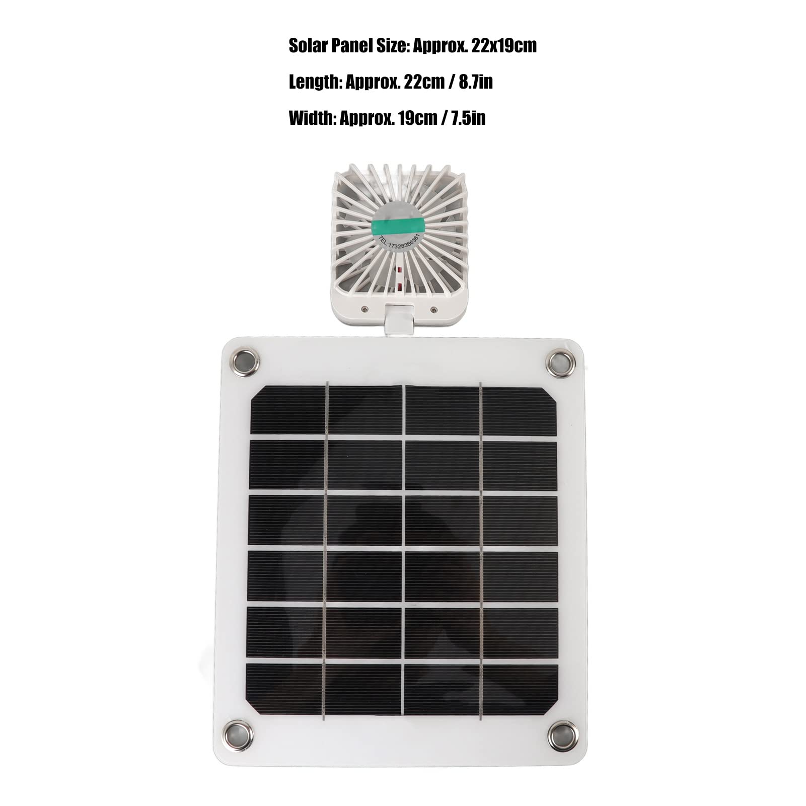 5V 20W Portable Solar Panel with 10W Cooling Fan, USB Interface Monocrystalline Solar Panel