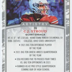 2022 SAGE Artistry #36 C.J. Stroud Ohio State Buckeyes RC Rookie Football Trading Card