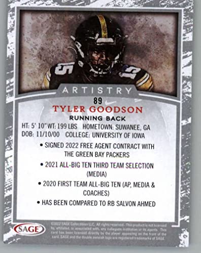 2022 SAGE Artistry #89 Tyler Goodson Iowa Hawkeyes RC Rookie Football Trading Card