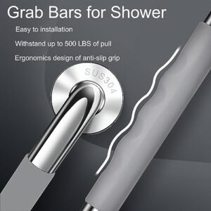 Bathroom Grab Bars for Shower, Miaeowve 12 Inch Grab Bars for Bathtubs and Showers Stainless Steel Anti-Slip Shower Handle for Elderly, Senior, Handicap and Pregnant Women