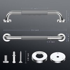 Bathroom Grab Bars for Shower, Miaeowve 12 Inch Grab Bars for Bathtubs and Showers Stainless Steel Anti-Slip Shower Handle for Elderly, Senior, Handicap and Pregnant Women