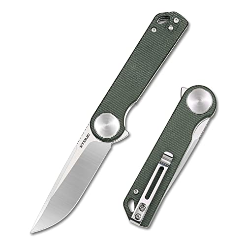 XTOUC Folding Pocket Knife, EDC Daily Work Knife, D2 Steel Blade, Micarta Handle, Flipper Open Knife, Reversible Deep Carry Pocket Clip, Outdoor Camping Hiking Knives GK22D