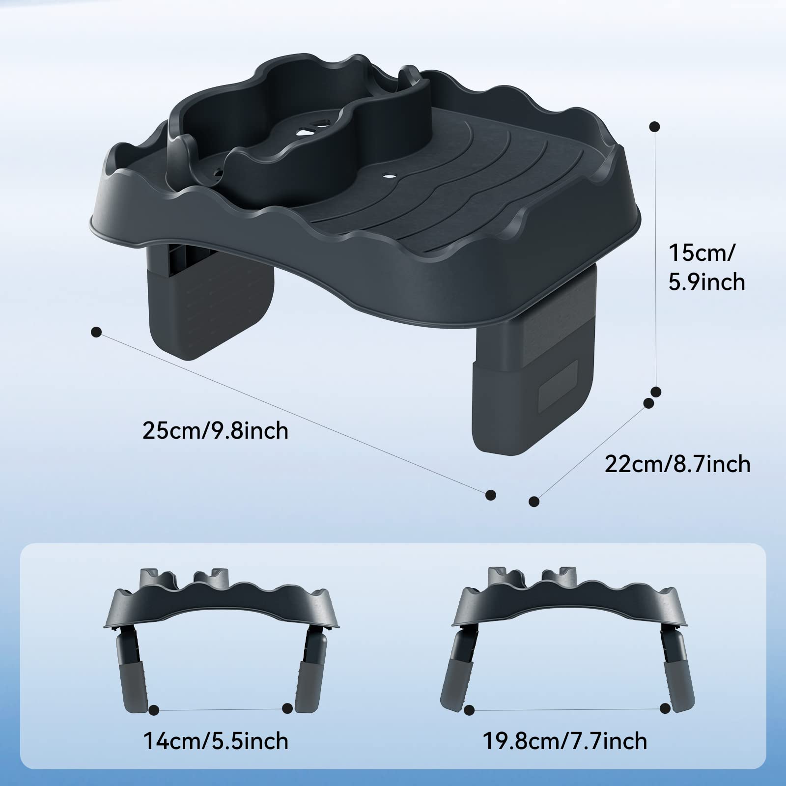 Anivia Hot Tub Table Tray, Adjustable Hot Tub Side Table, Nonslip Drink Caddy with 2 Cup Holders, Keep Snacks-Drinks Handy and Dry, Fits Inflatable Spa/Pool/Bathtub Hot Tub Accessories (Dark Grey)