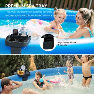 Anivia Hot Tub Table Tray, Adjustable Hot Tub Side Table, Nonslip Drink Caddy with 2 Cup Holders, Keep Snacks-Drinks Handy and Dry, Fits Inflatable Spa/Pool/Bathtub Hot Tub Accessories (Dark Grey)