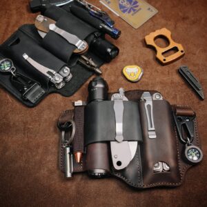 Leather Multitool Sheath - EDC Belt Organizer for Leatherman Tools, Flashlight, Pen, and Keychain Clip, Durable and Stylish, Great for Work and Daily Use, Ideal Gift for Men