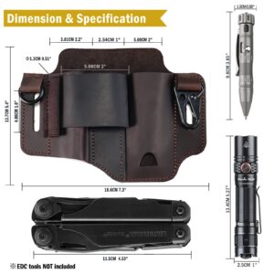 Leather Multitool Sheath - EDC Belt Organizer for Leatherman Tools, Flashlight, Pen, and Keychain Clip, Durable and Stylish, Great for Work and Daily Use, Ideal Gift for Men