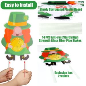 St. Patrick's Day Yard Sign Decorations Set, 7 Pcs Green Leprechaun Gnomes Irish Shamrock Saint Lawn Garden Home Outdoor Yard Holiday Decor with Plastic Stakes