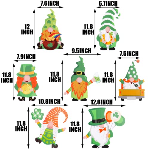 St. Patrick's Day Yard Sign Decorations Set, 7 Pcs Green Leprechaun Gnomes Irish Shamrock Saint Lawn Garden Home Outdoor Yard Holiday Decor with Plastic Stakes