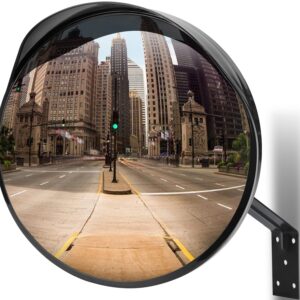 moveland 16 Inch Convex Security Mirror - Adjustable Acrylic Safety Mirror - Wide View Garage Mirror for Parking Assist Business, Traffic, Warehouse, Blind Spot, Office(Support Indoor and Outdoor)