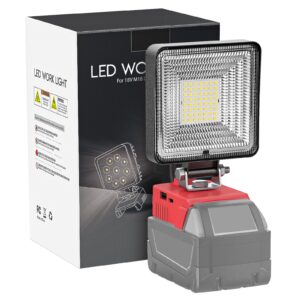 livowalny cordless flood light for milwaukee light for m18 work light, 27w 2700lm led work light battery light for milwaukee m18 battery with usb & type c charger port