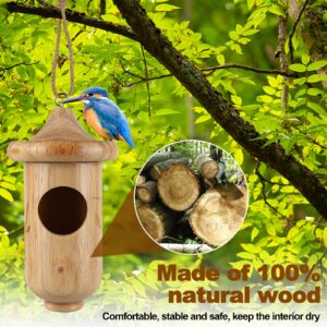 Hummingbird House for Outside Hanging, Wooden Hummingbird Gifts Nest 3 Pack with Hemp Ropes, Gardening Gifts Humming Bird Houses Home Decoration