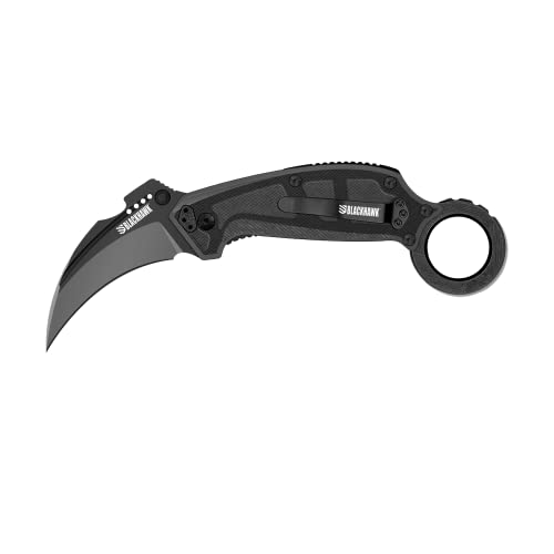 BLACKHAWK Garra III Knife Karambit Tactical Sideliner, 2-1/4 Inch D2 Tool Steel Blade, Black G10 Handles, BH15G3201BK