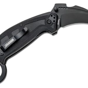 BLACKHAWK Garra III Knife Karambit Tactical Sideliner, 2-1/4 Inch D2 Tool Steel Blade, Black G10 Handles, BH15G3201BK