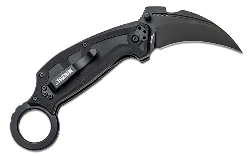 BLACKHAWK Garra III Knife Karambit Tactical Sideliner, 2-1/4 Inch D2 Tool Steel Blade, Black G10 Handles, BH15G3201BK