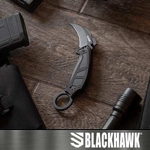 BLACKHAWK Garra III Knife Karambit Tactical Sideliner, 2-1/4 Inch D2 Tool Steel Blade, Black G10 Handles, BH15G3201BK