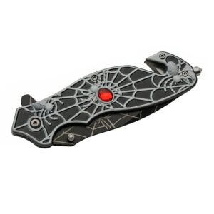 RRS Black Widow Spider Gothic Fantasy Tanto Pocket Knife with Clip