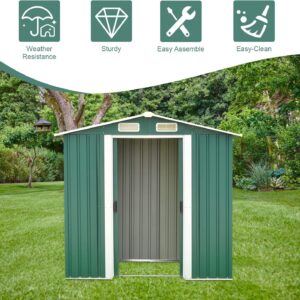 Kinfant Outdoor Storage Garden Shed - 6 x 4 Feet Utility Tool Shed Metal Shed with Vents