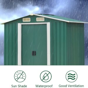 Kinfant Outdoor Storage Garden Shed - 6 x 4 Feet Utility Tool Shed Metal Shed with Vents