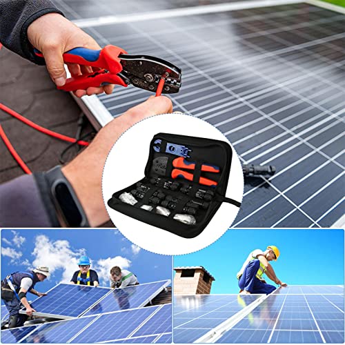 Solar Crimping Tool Set for 2.5/4/6 mm² Solar Panel PV Cable with 12 Pieces Male Female Solar Panel Cable Connector and 2 Pieces Solar Connector Wrench for Solar Panel Cable Connection (Set 2)