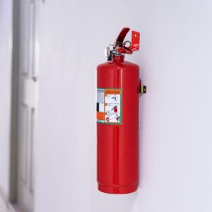 Fire Extinguisher Holder for 5-40 lb Fire Extinguisher Wall Mount with Screws, Gaskets, Self Adhesive Safety Sticker Sign Fire Extinguisher Mount Wall Hook Hanger for Universal Extinguishers (4 Pcs)