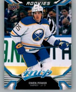 2022-23 upper deck mvp #243 owen power rc rookie sp short print buffalo sabres nhl hockey trading card