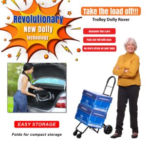 dbest products Trolley Dolly Rover, 4 Wheeled Push Folding Utility Cart Hand Truck Platform Swivel Wheels Garden Lightweight Luggage Carretilla de Carga Plegable