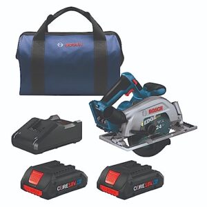 bosch gks18v-22b25 18v brushless blade-right 6-1/2 in. circular saw kit with (2) core18v 4 ah advanced power batteries