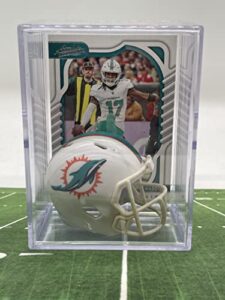 miami dolphins nfl helmet shadowbox w/jaylen waddle card