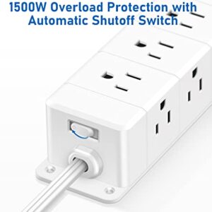 30W USB C Power Strip Surge Protector,Ultra Thin Flat Plug Power Strip 4 Side 12 Outlets,PD Fast Charing,2 USB-C, 2 USB-A(4 USB Total 40W),6ft Slim Extension Cord,16 in 1 Desk Power Bar,1200J White