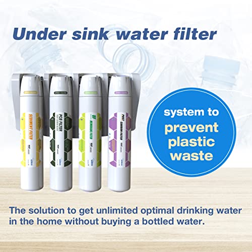 HEALSUMM 4-Stage Under Sink Water Provider System for Home use - Direct Connect, NSF/ANSI 42 Element, KC Certified, Quick Change, Made in Korea (Package Including Faucet)