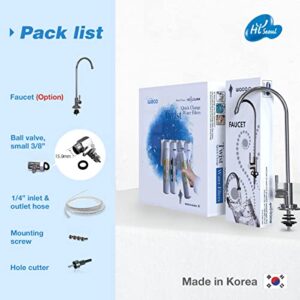 HEALSUMM 4-Stage Under Sink Water Provider System for Home use - Direct Connect, NSF/ANSI 42 Element, KC Certified, Quick Change, Made in Korea (Package Including Faucet)