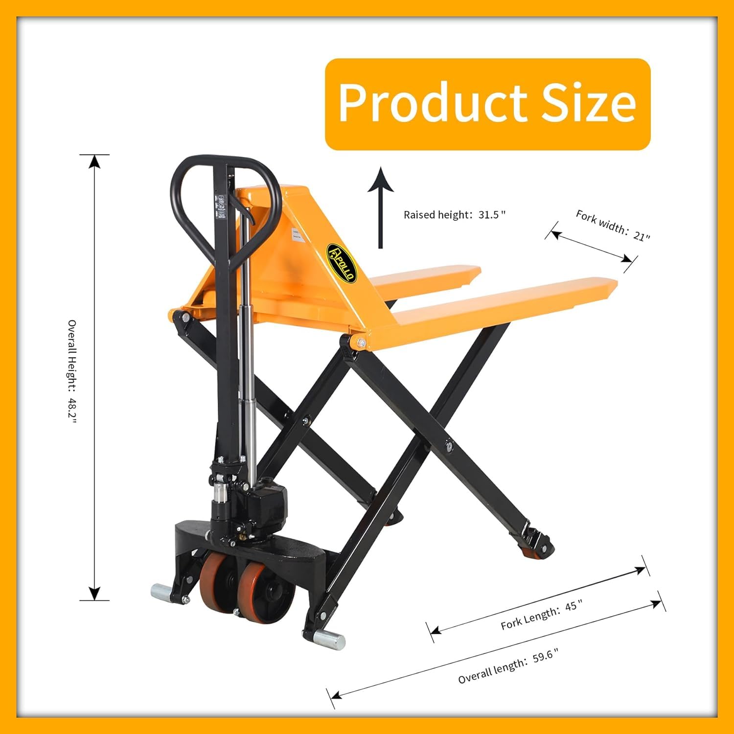 APOLLOLIFT Hand Pallet Jack Truck 5500lbs Capacity(21W x 48L) and Pallet Truck Lift 2200lbs Capacity(21W x 45L)