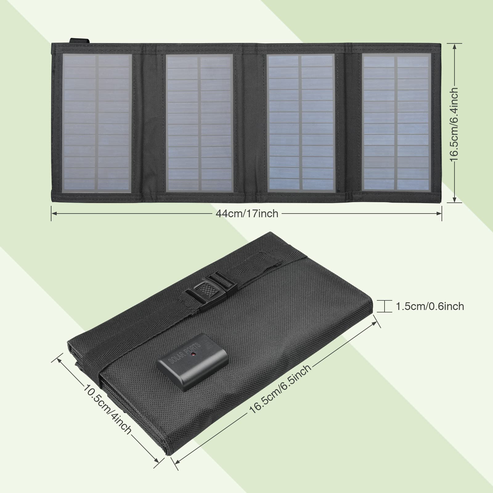 Portable Foldable Solar Panel 6W for Outdoor Charging USB Device Power Bank Earbuds Fans etc.(Not Very Suitable for Charging The Cellphone Directly)