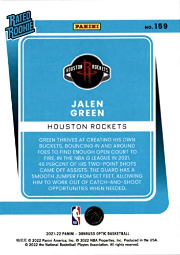 2021-22 Donruss Optic #159 Jalen Green Rated Rookies RC Rookie Houston Rockets NBA Basketball Trading Card