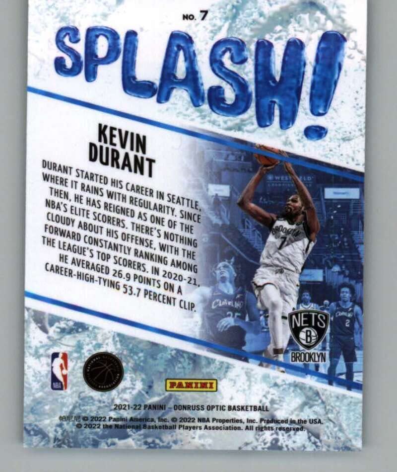 2021-22 Donruss Optic Splash #7 Kevin Durant Brooklyn Nets NBA Basketball Trading Card